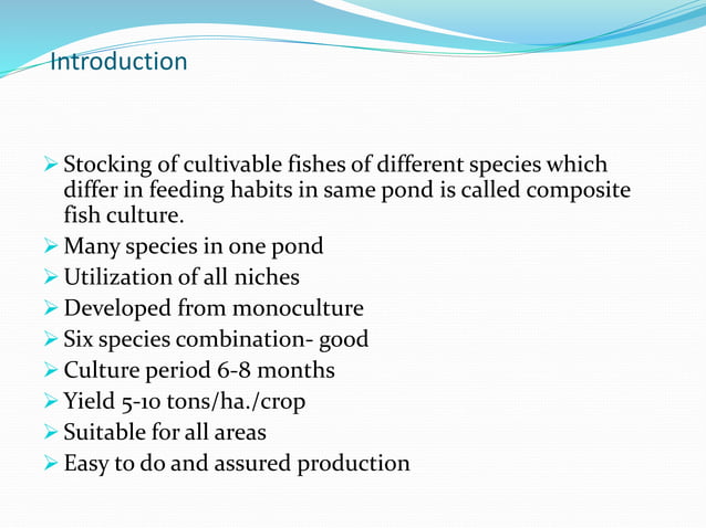Composite fish culture | PPTX | Agriculture | Industries
