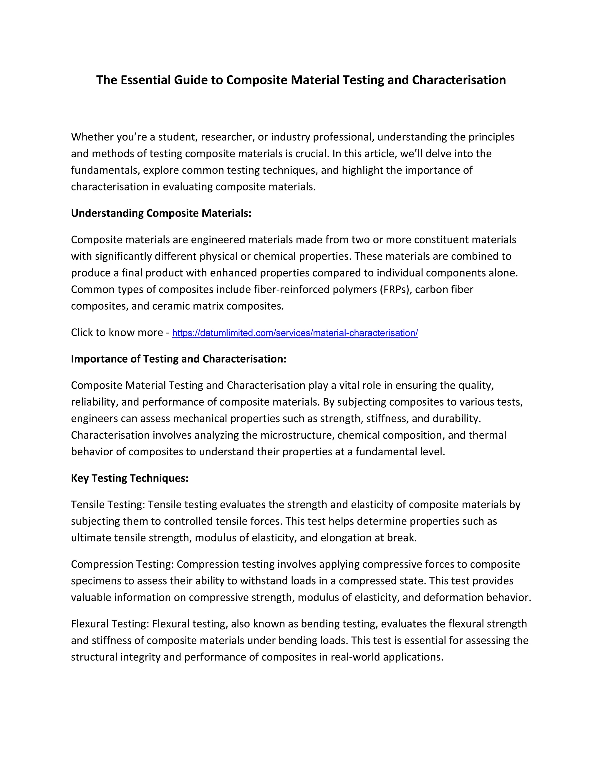 The Essential Guide to Composite Material Testing and Characterisation ...