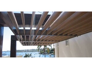 Natural teak grain composite wood louvers project photos and ...