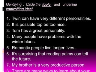 COMPOSITION 1-TOPIC SENTENCES | PPT