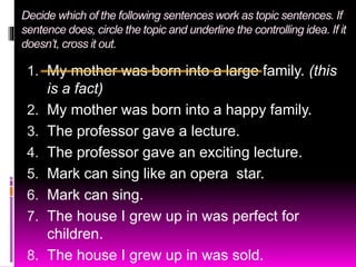 COMPOSITION 1-TOPIC SENTENCES | PPT