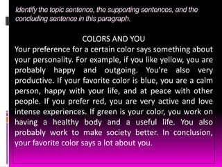 COMPOSITION 1-TOPIC SENTENCES | PPT