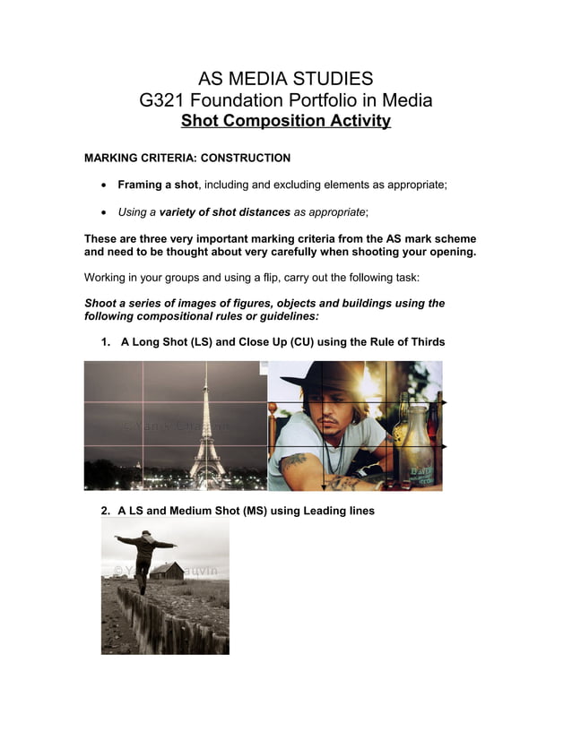 Shot Composition Activity | PDF