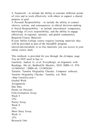 Composition ii syllabus dallas college north lake campus | PDF