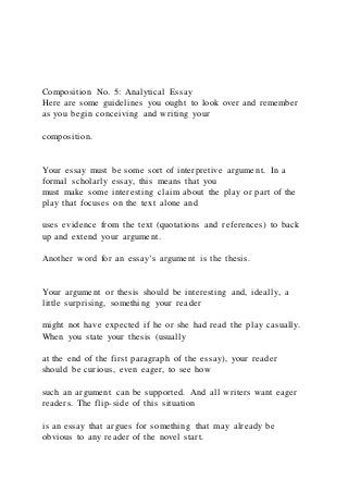 Composition No. 5 Analytical Essay Here are some guidelines | PDF