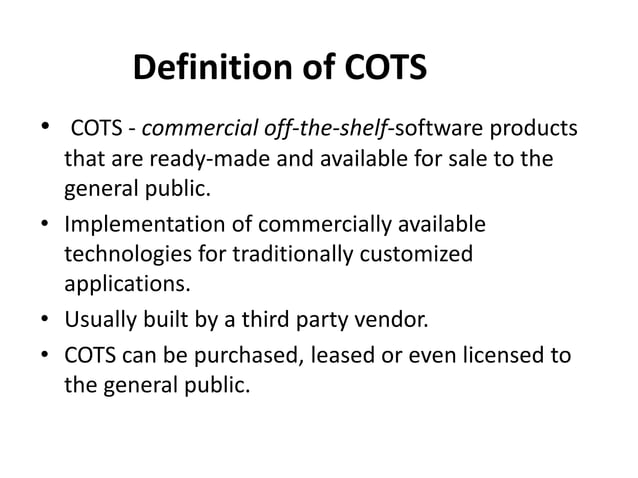 Composition of cots | PPTX | Operating Systems | Computer Software and ...