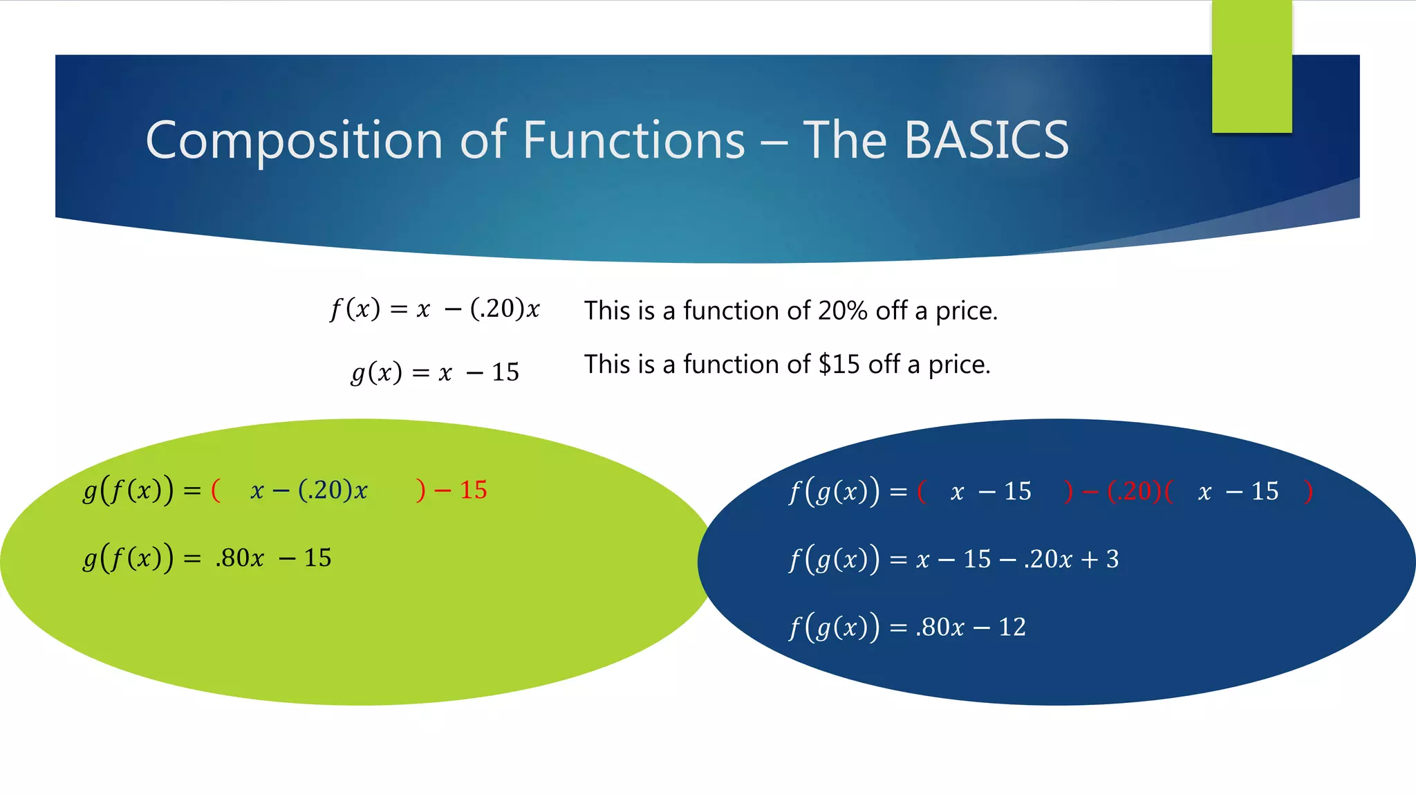 Composition of functions a basic application introduction | PPTX