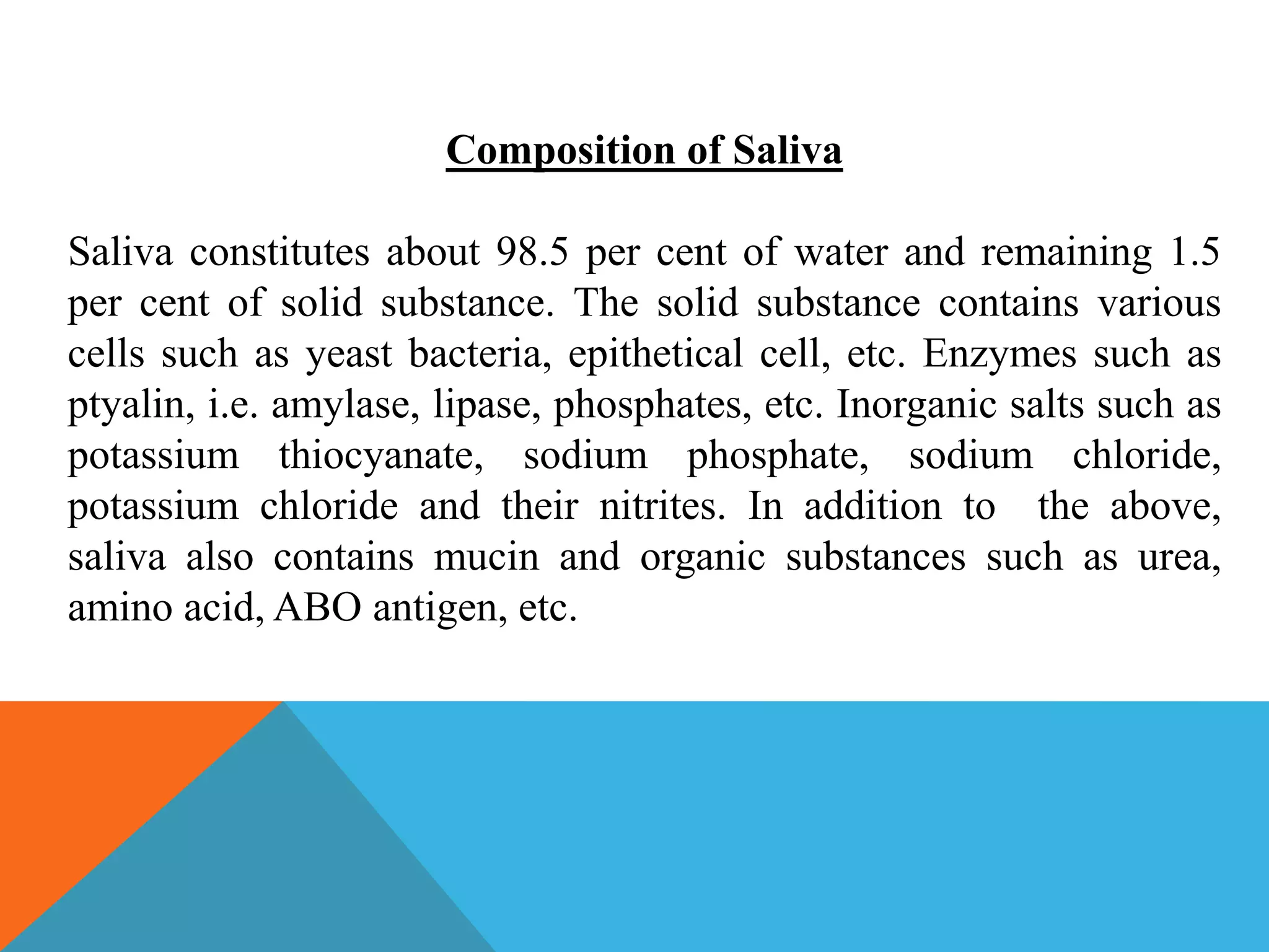 Composition of saliva | PPTX