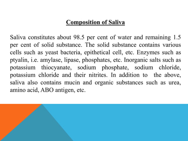 Composition of saliva | PPTX
