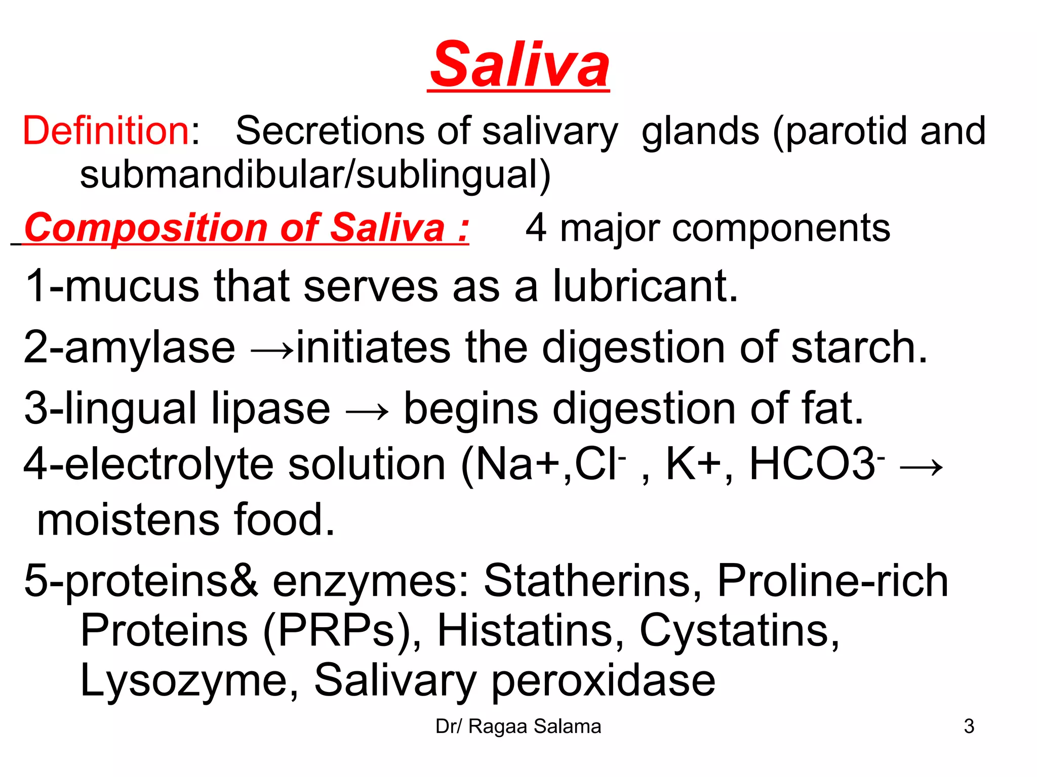 Composition Of Saliva 2010 | PPT