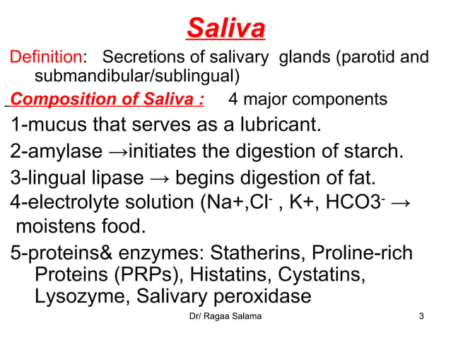 Composition Of Saliva 2010 | PPT