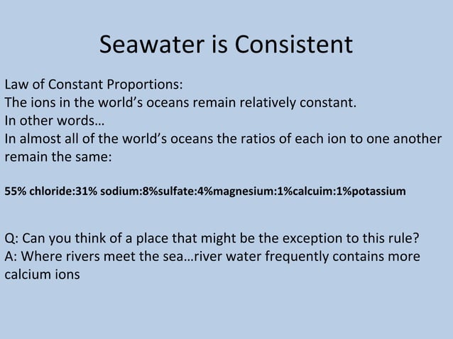 Composition of seawater | PPT | Chemistry | Science