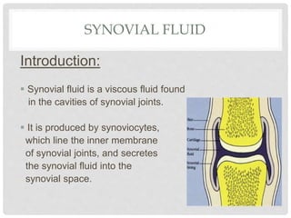 Composition of synovial fluid and mechanism of joint lubrication | PPT