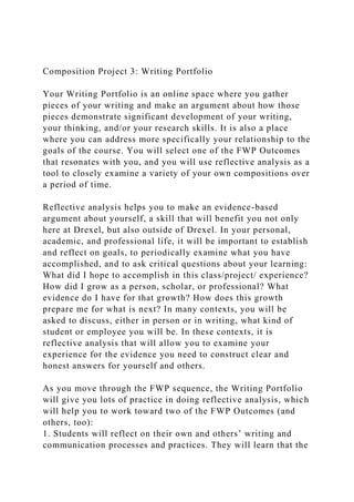 Composition Project 3 Writing PortfolioYour Writing Portfolio.docx