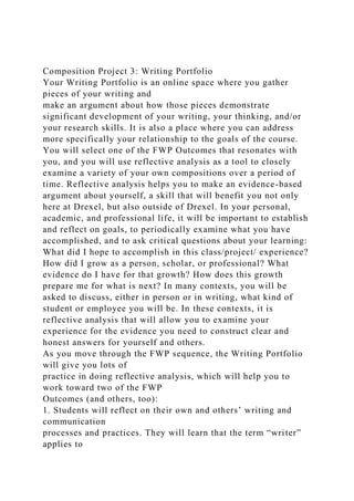 Composition Project 3 Writing PortfolioYour Writing Portfolio i.docx ...