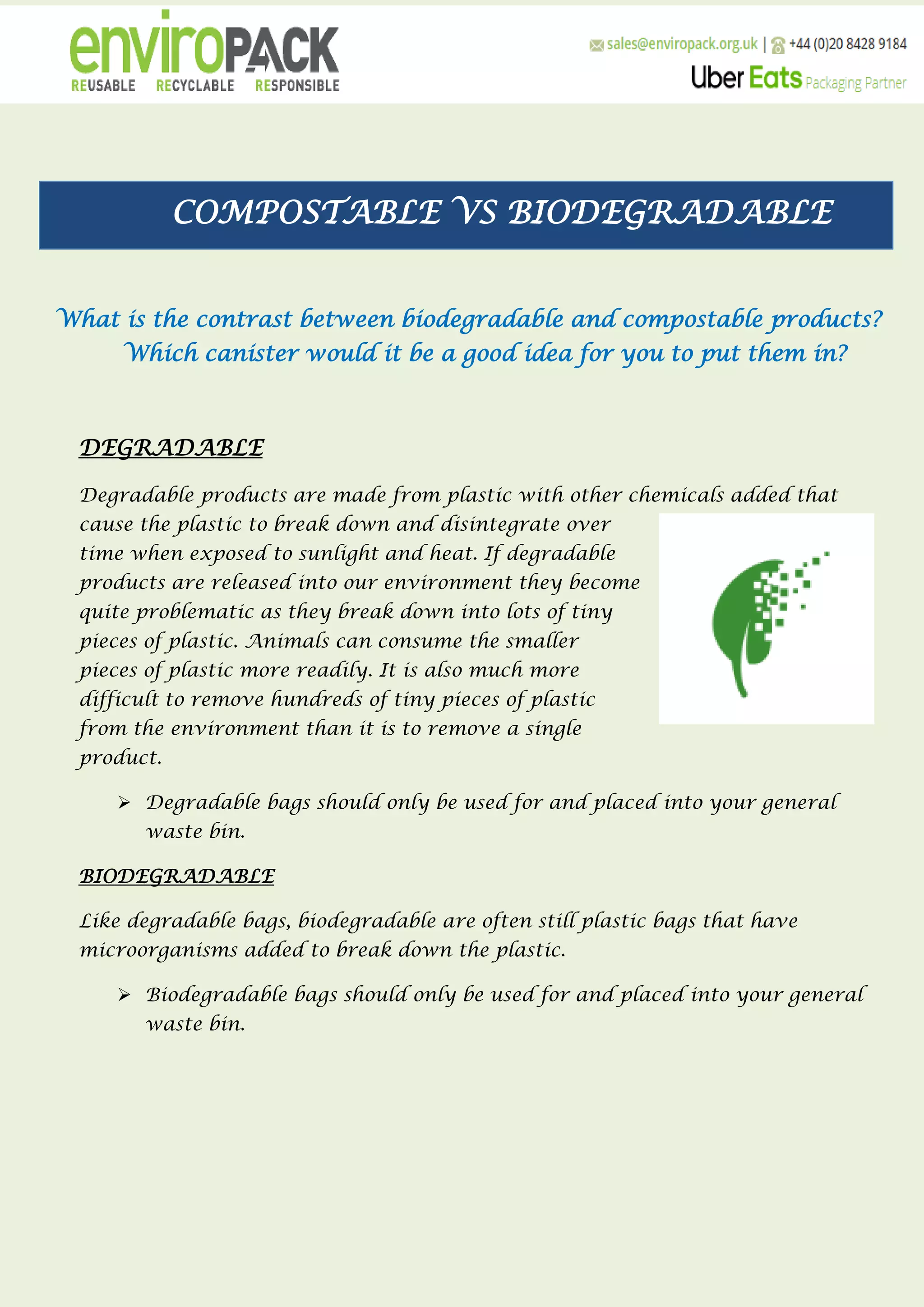 Compostable vs biodegradable | PDF