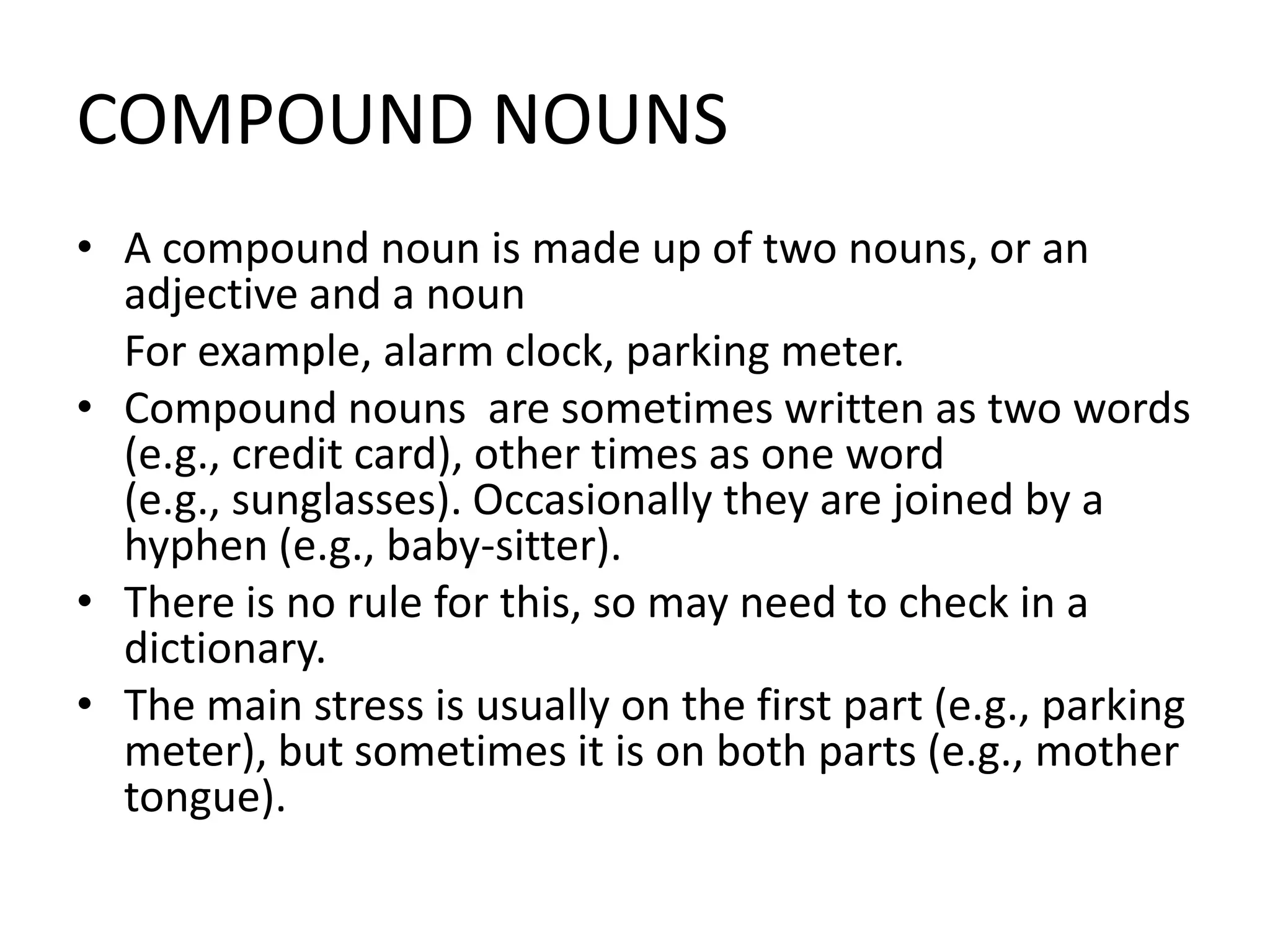 Compound nouns | PPT
