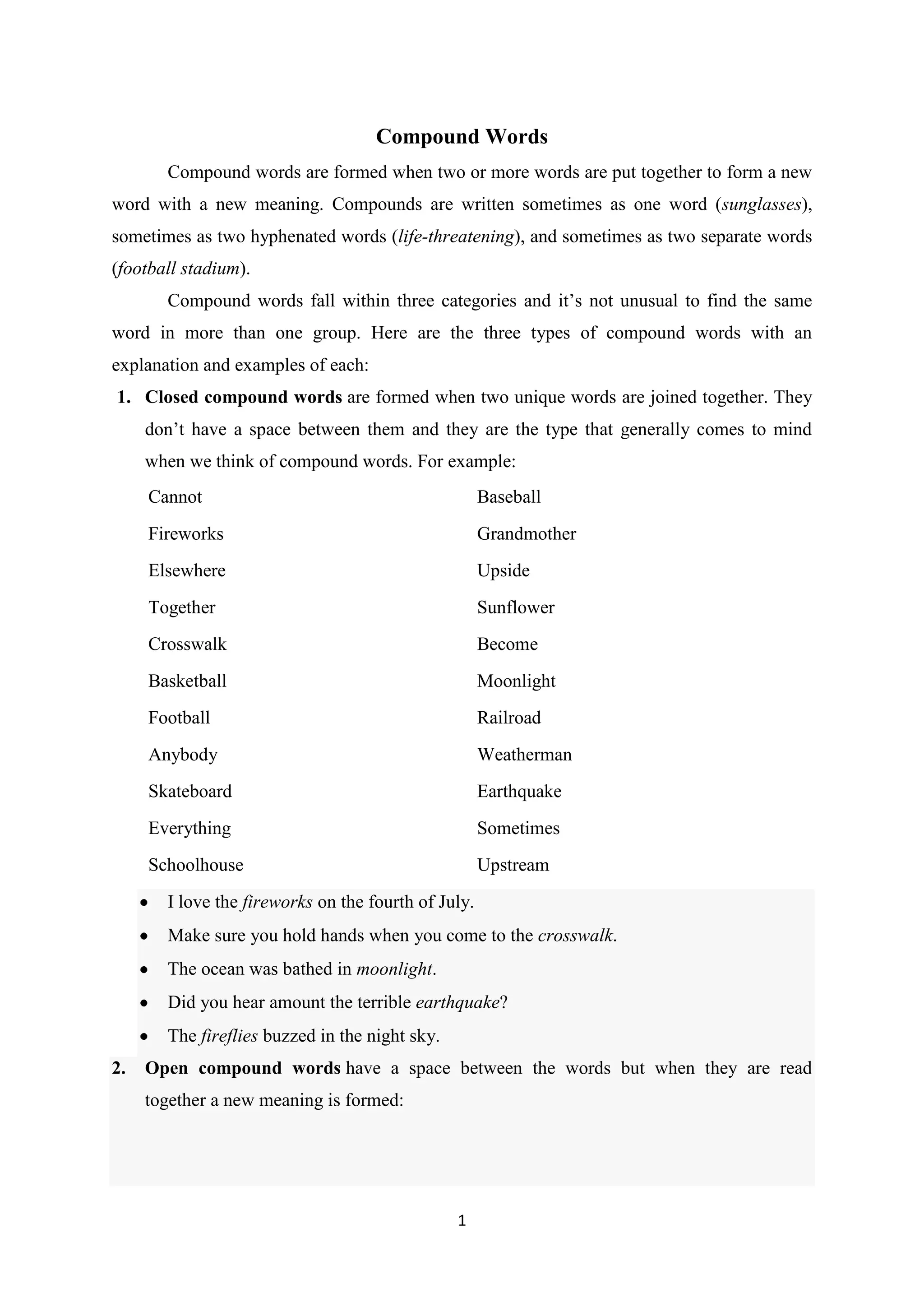 Compound words | DOCX