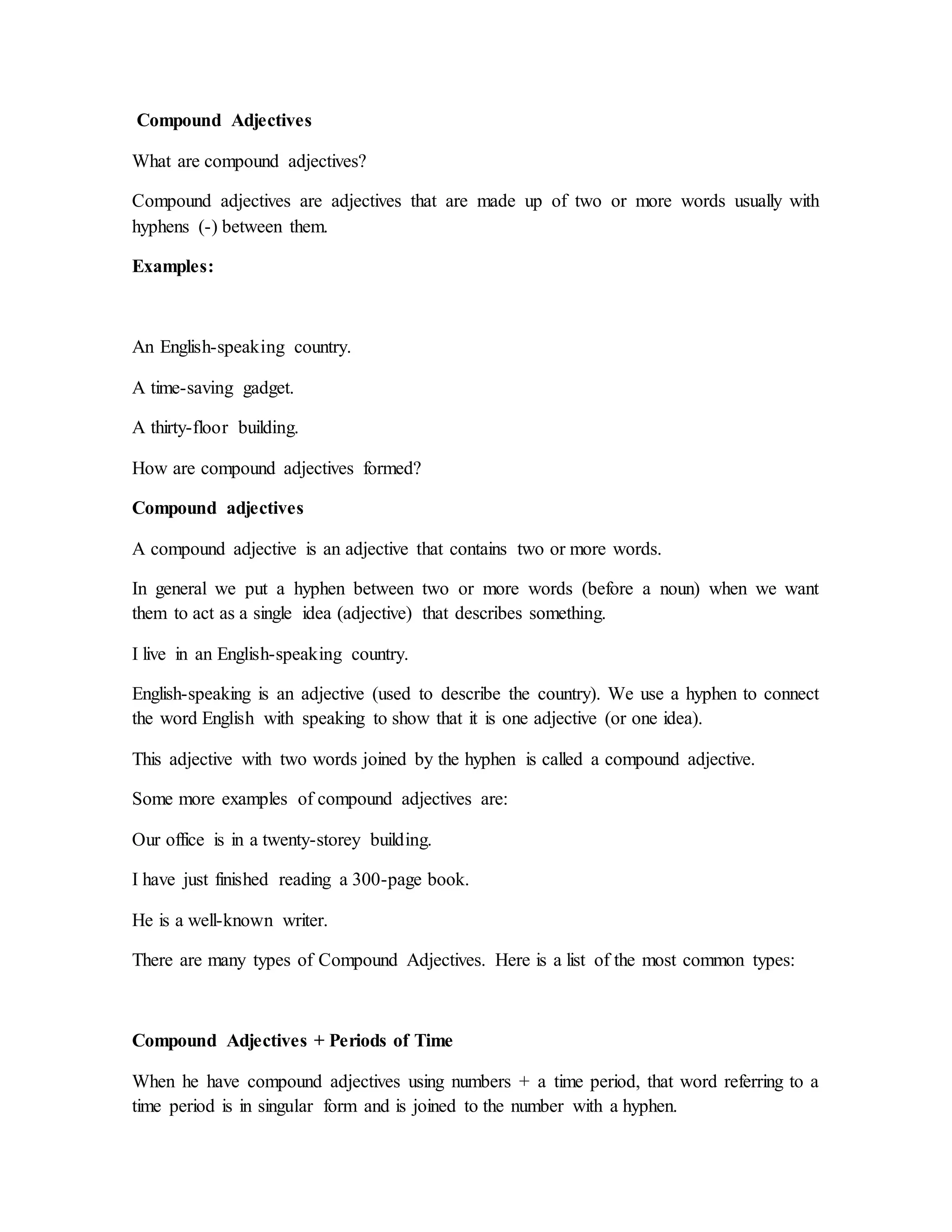 Compound adjectives | DOCX