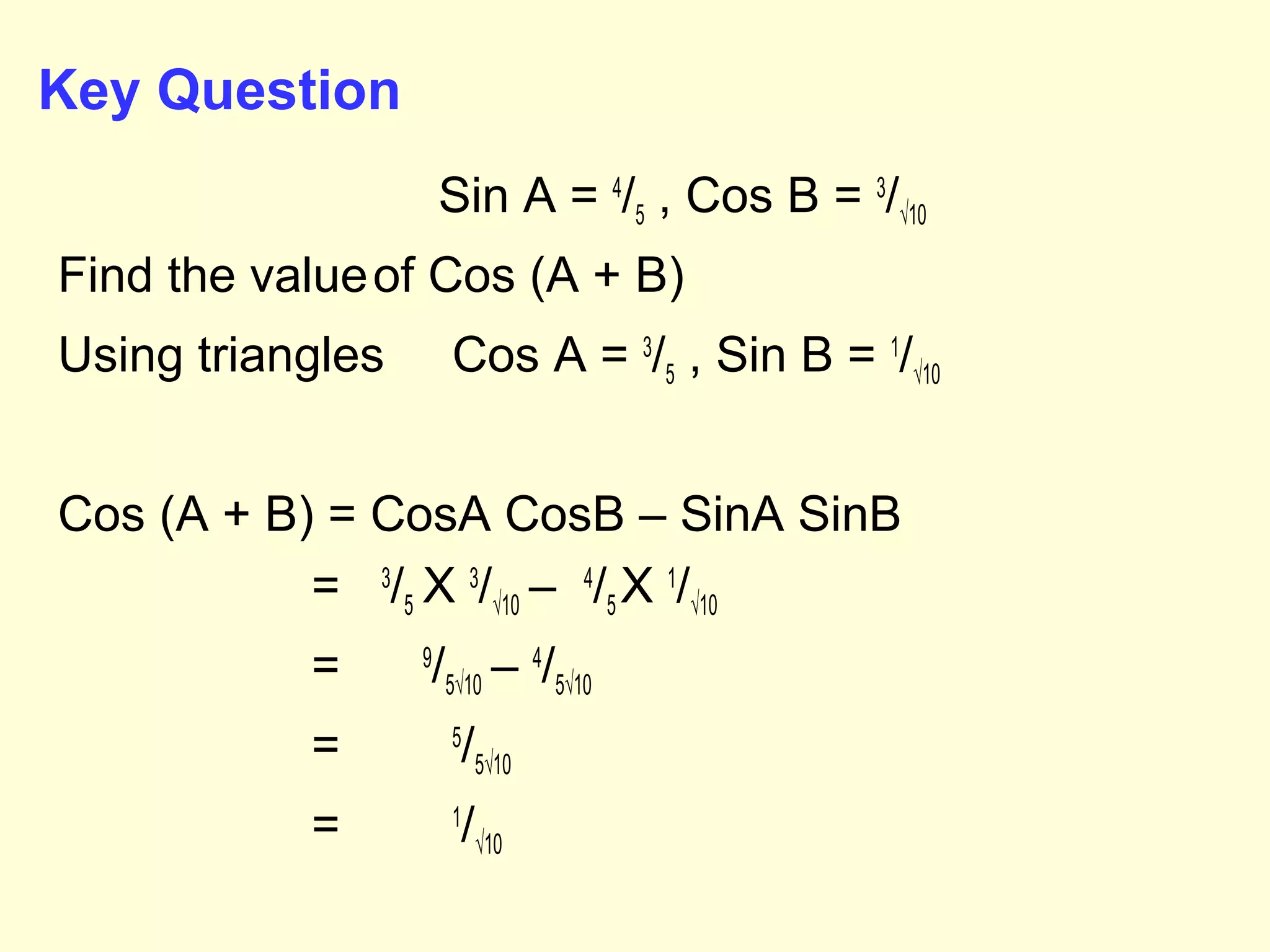 Compound angle formulae intro | PPT