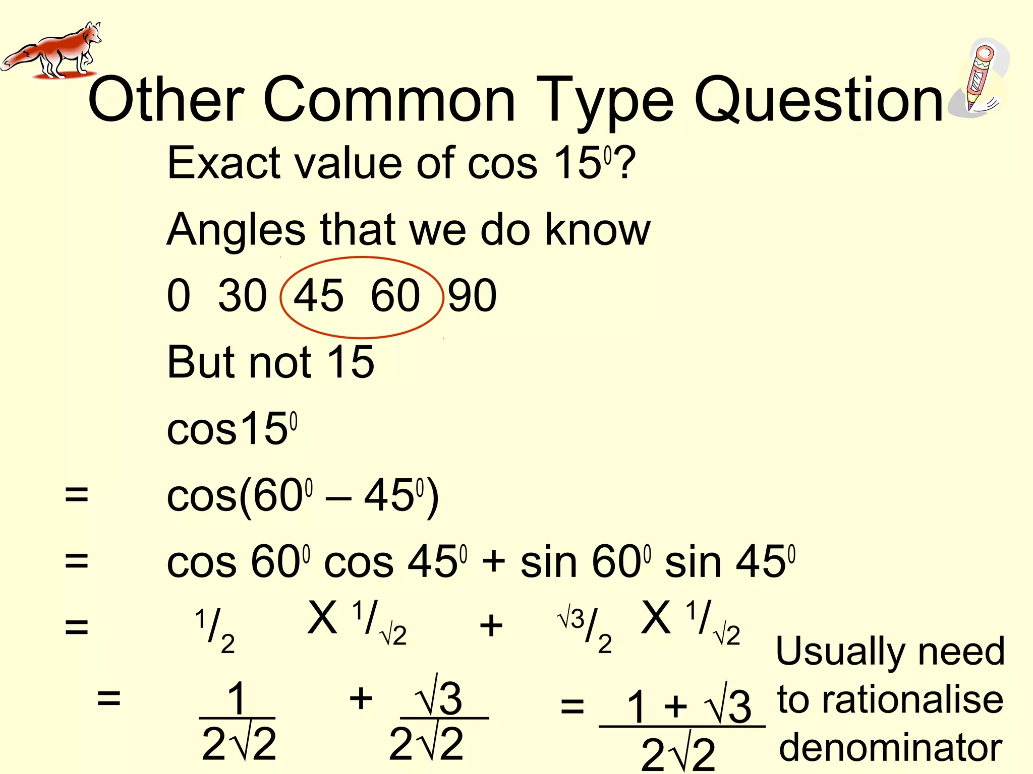 Compound angle formulae intro | PPT