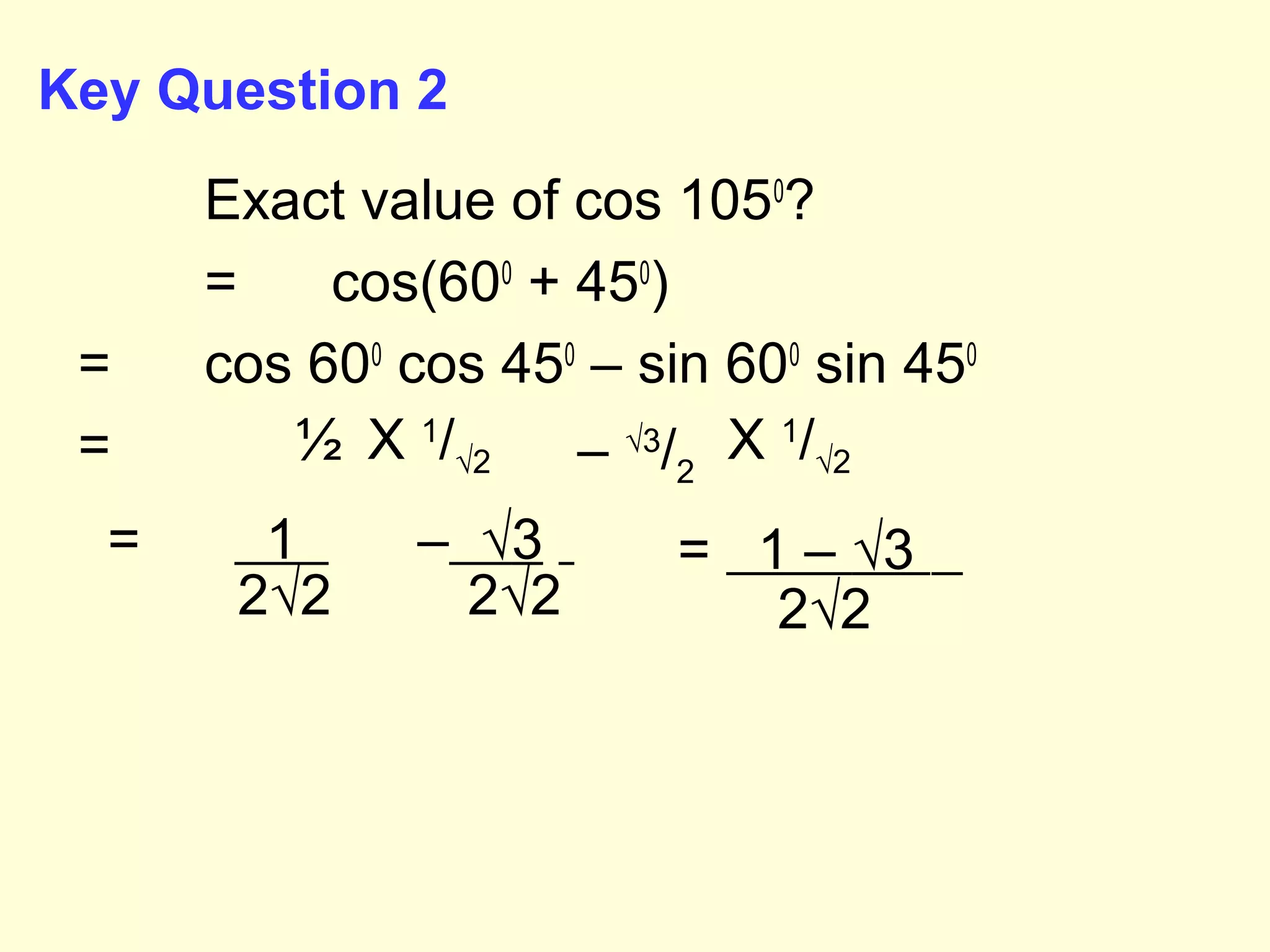 Compound angle formulae intro | PPT