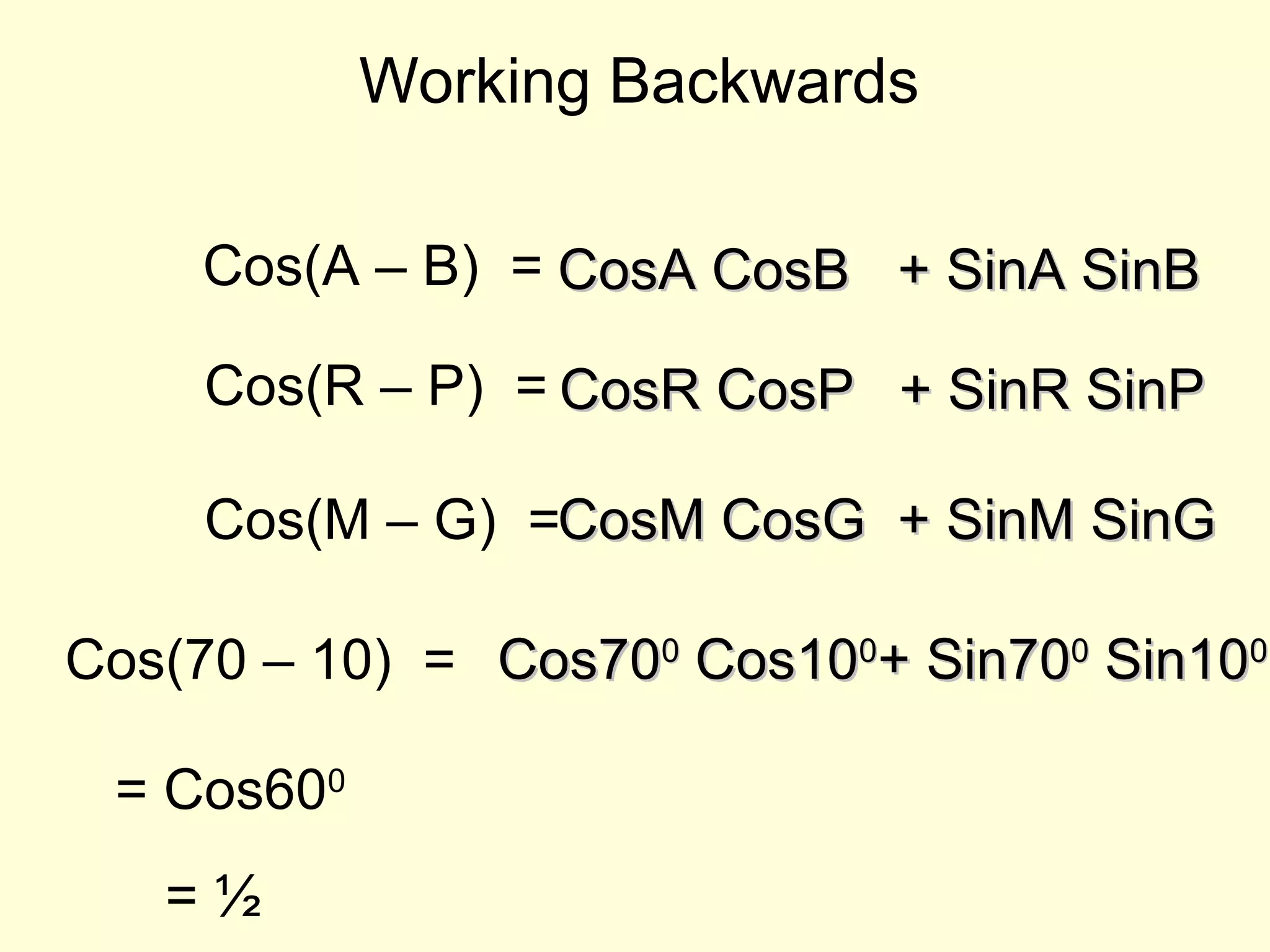 Compound angle formulae intro | PPT