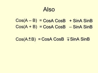 Compound angle formulae intro | PPT