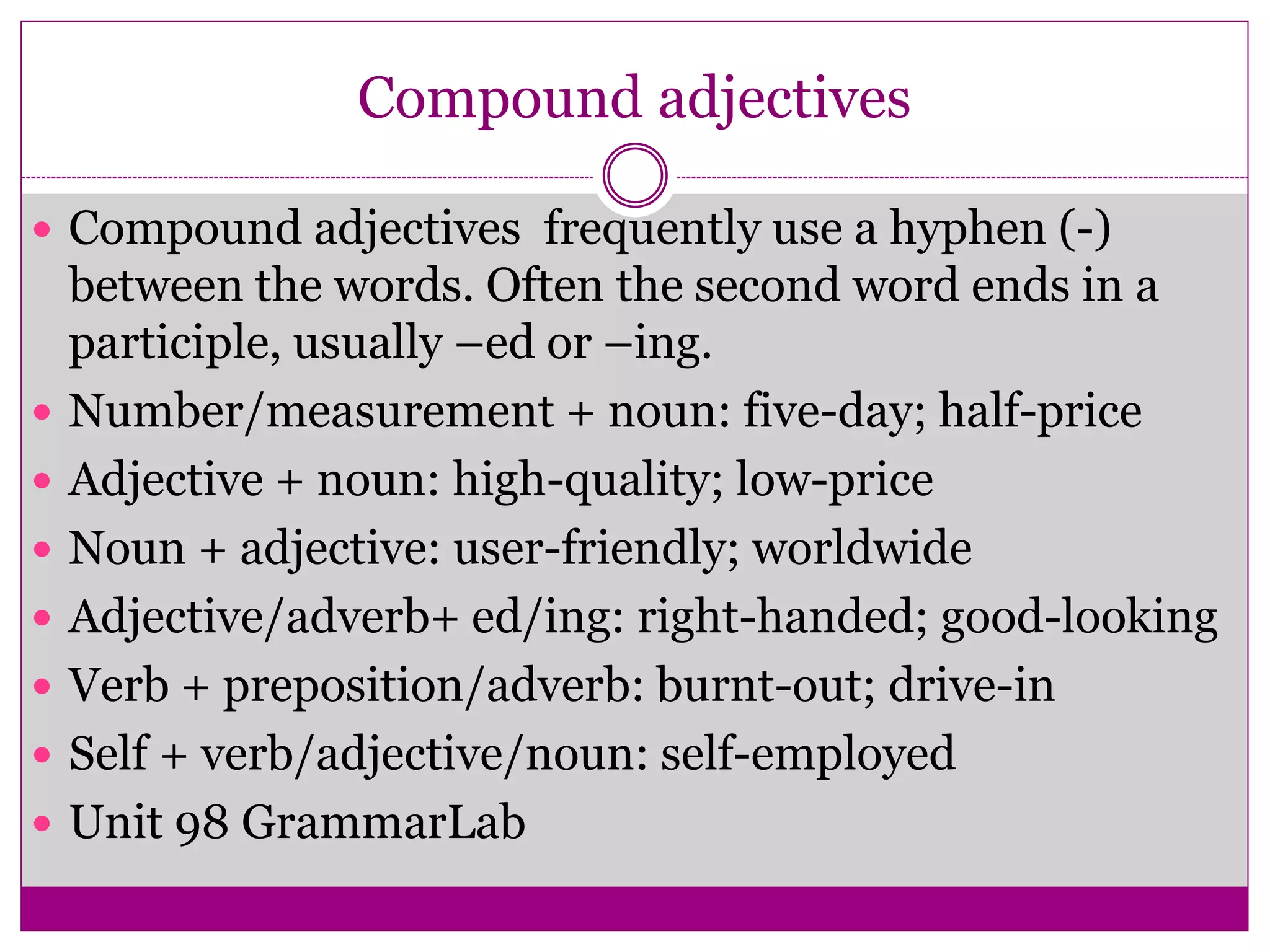 Compound adjectives | PPTX