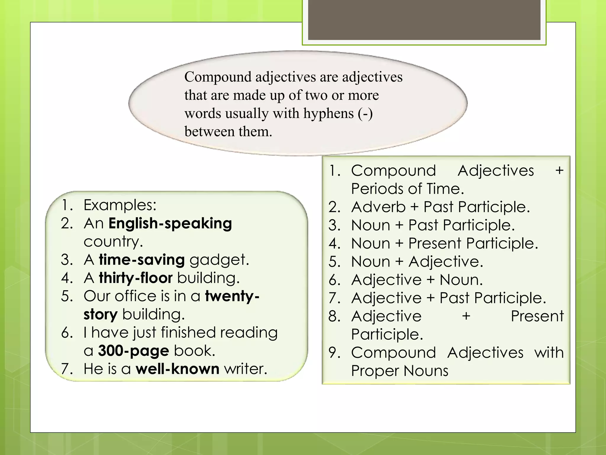 Compound adjectives | PPTX