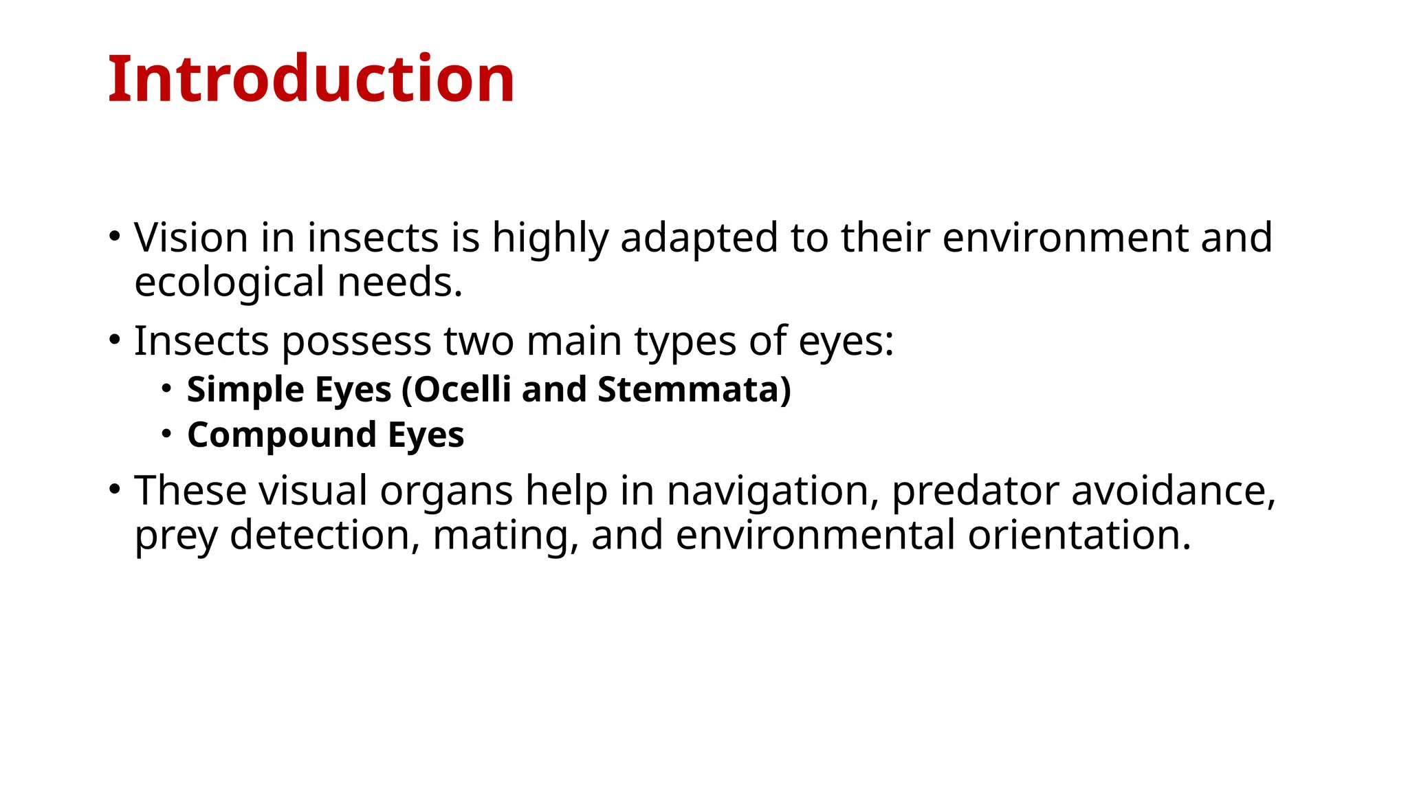 Structure of Compound Eye and Simple eye in insects | PPTX