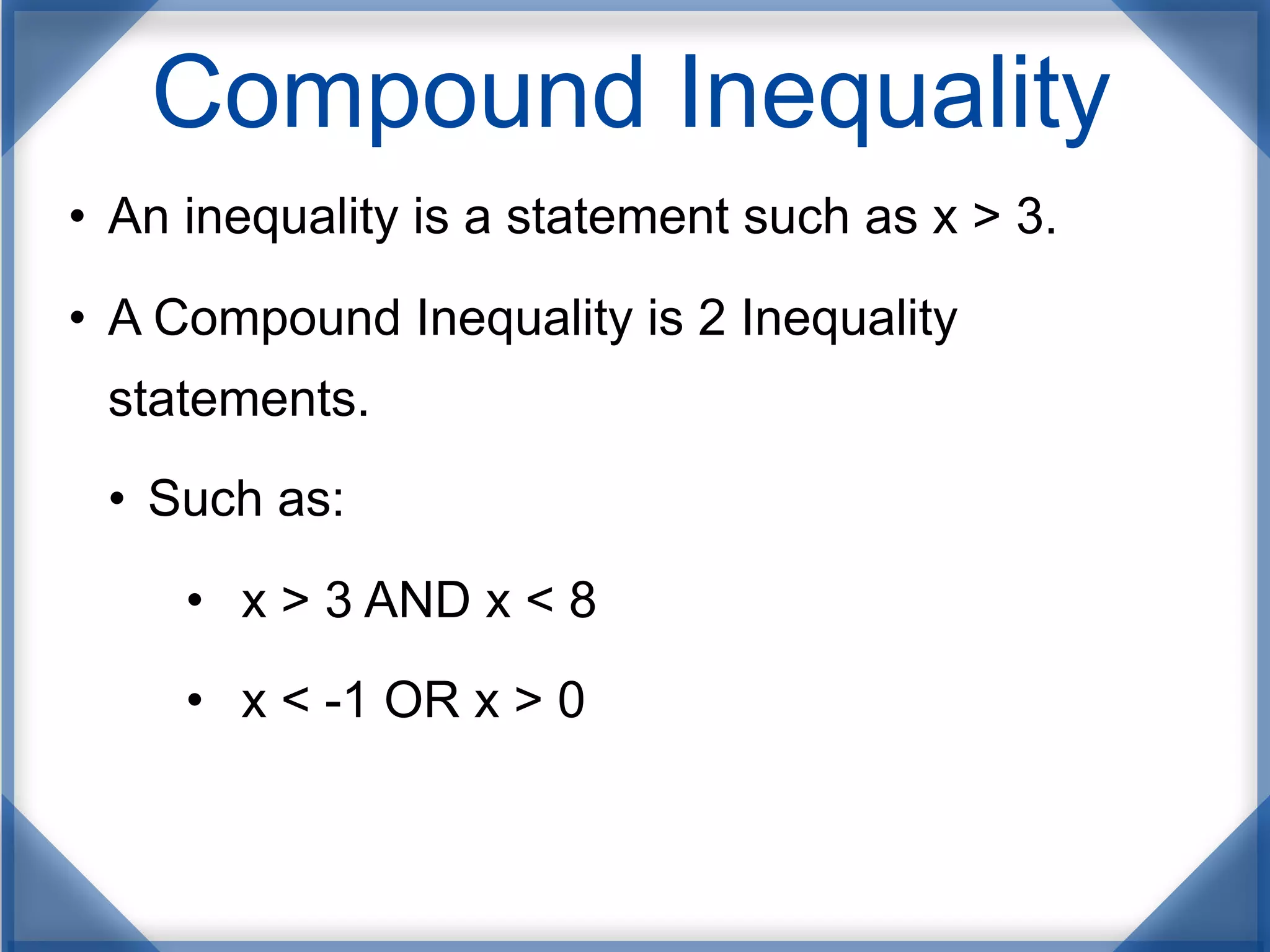 Compound Inequalities Notes | KEY