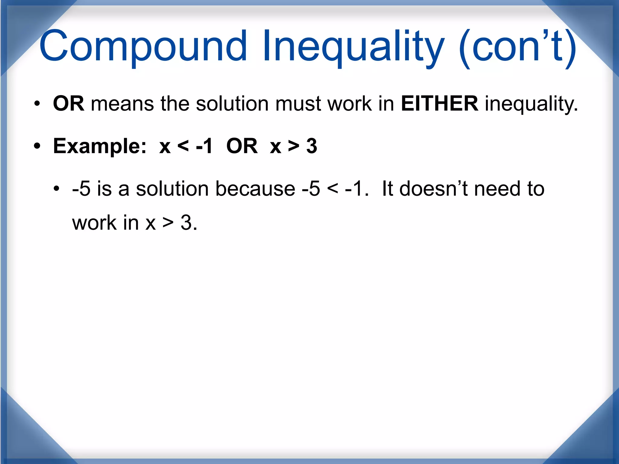 Compound Inequalities Notes | KEY