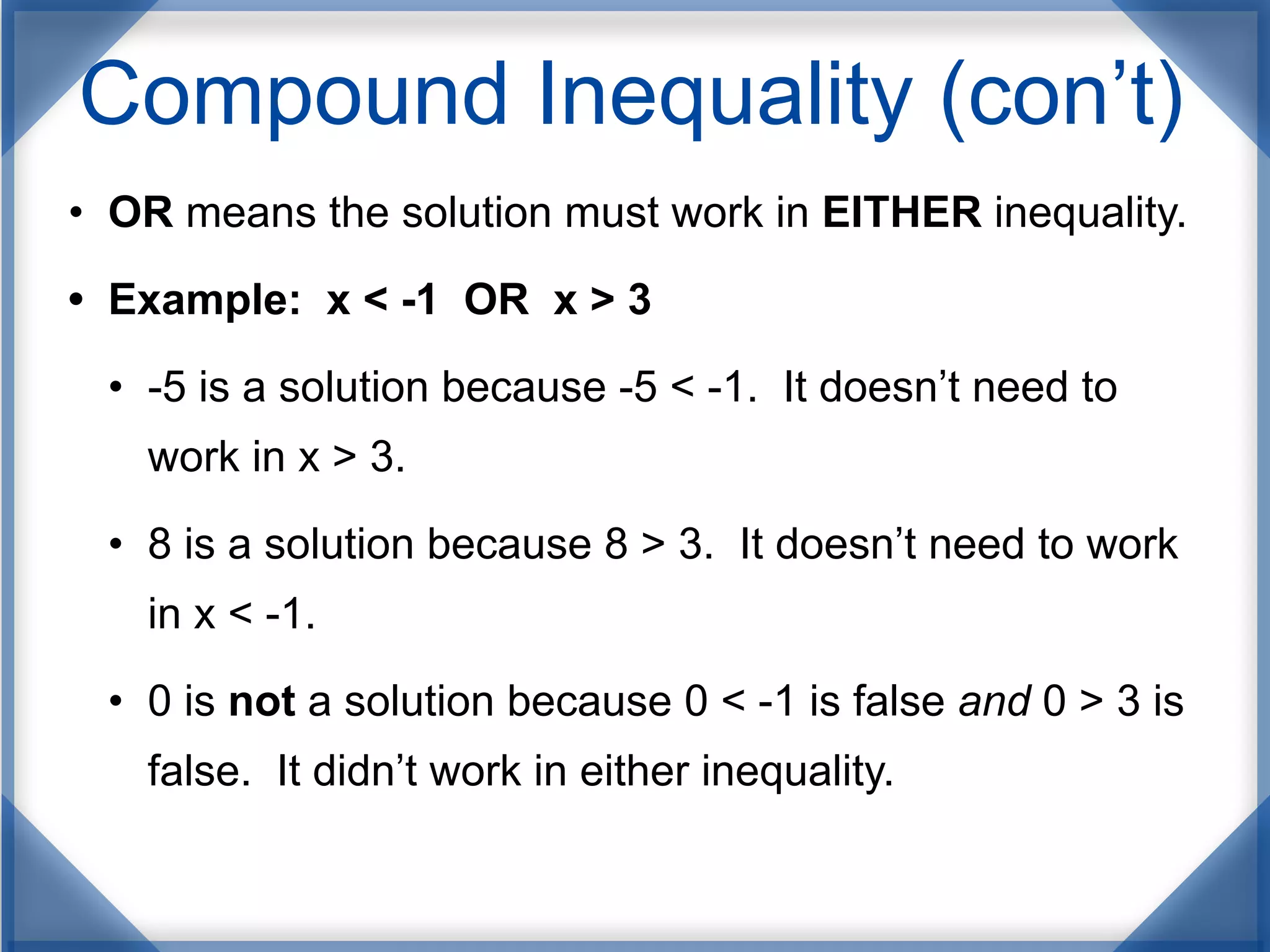 Compound Inequalities Notes | KEY