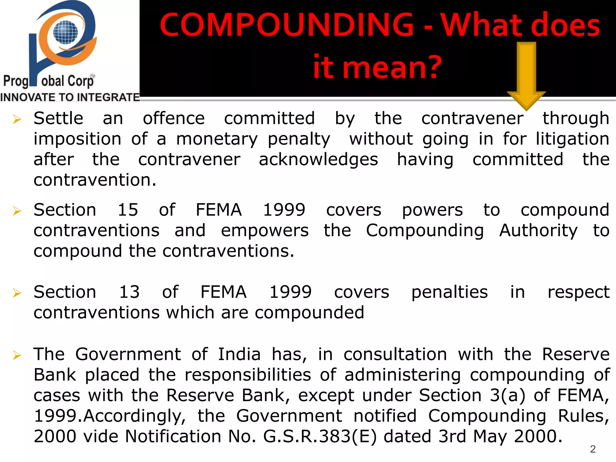 Compounding of contraventions under fema 2014 latest RBI guidelines | PDF