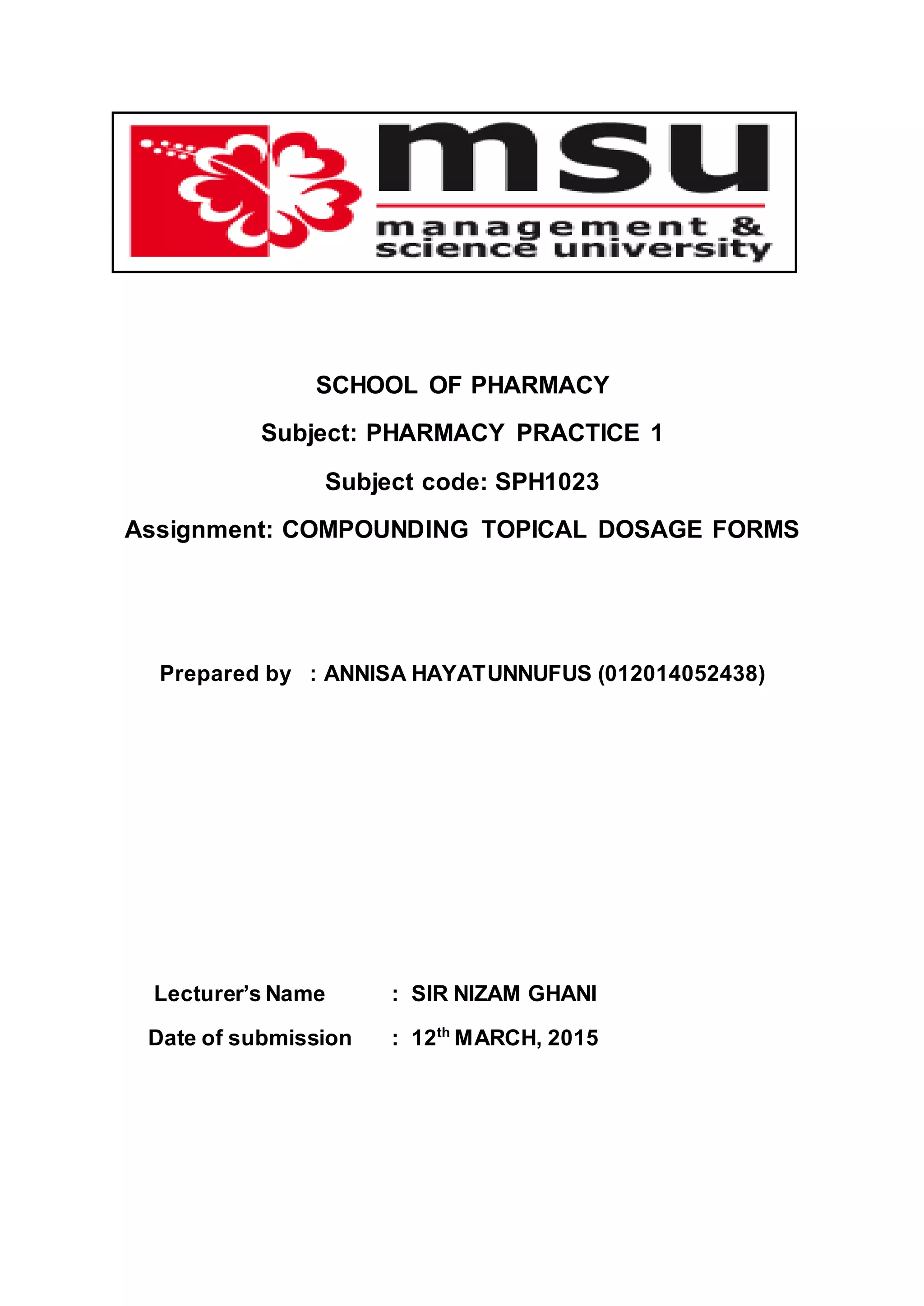 [Paperwork] Compounding Topical Dosage Forms | DOCX