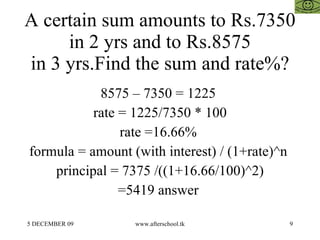 Compound interest and related problems in business mathematics | ODP