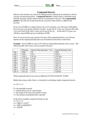 Compoundinterestle | PDF | Stocks and Bonds | Personal Investing