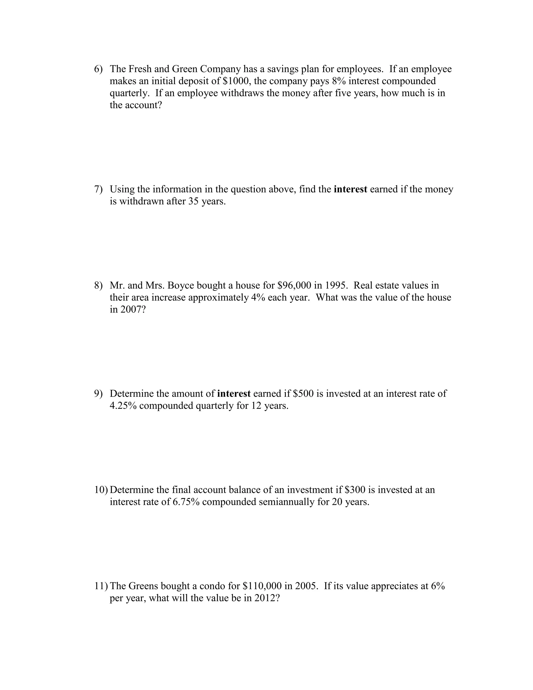 Compound Interest Worksheet | PDF