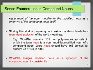 Compound Noun Polysemy and Sense Enumeration in WordNet | PDF