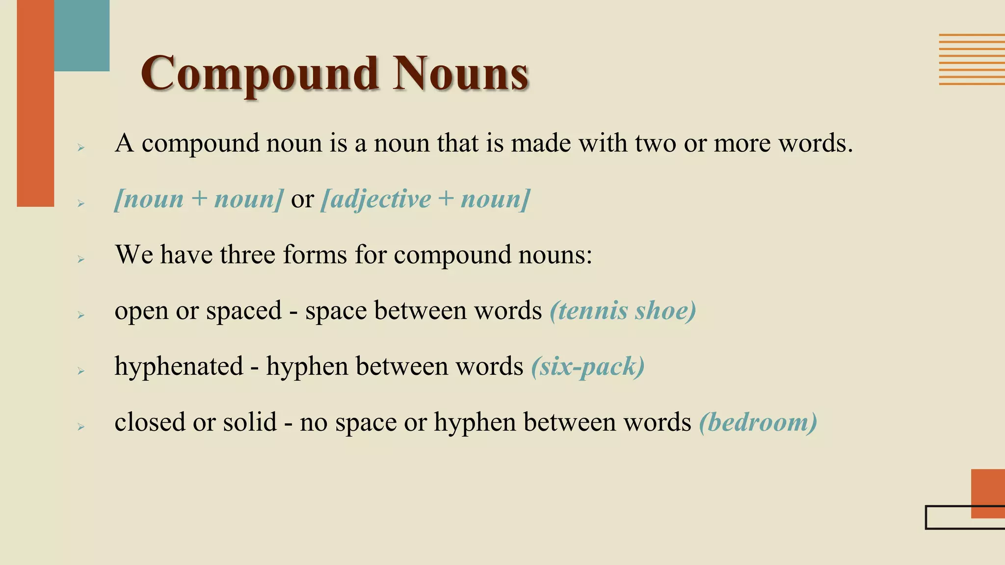 Compound nouns | PPTX