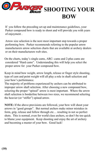 Parker Bows - Compound Bow Owner's Manual | PDF