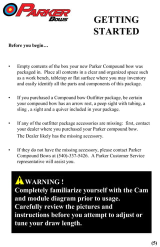 Parker Bows - Compound Bow Owner's Manual | PDF