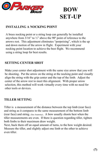 Parker Bows - Compound Bow Owner's Manual | PDF