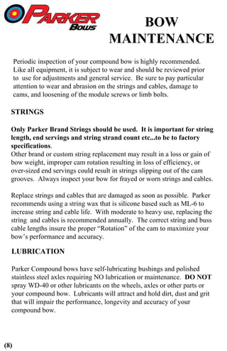 Parker Bows - Compound Bow Owner's Manual | PDF