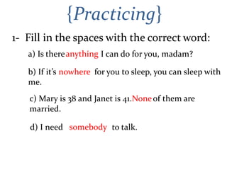 Compounds of some, any and no. | PPT