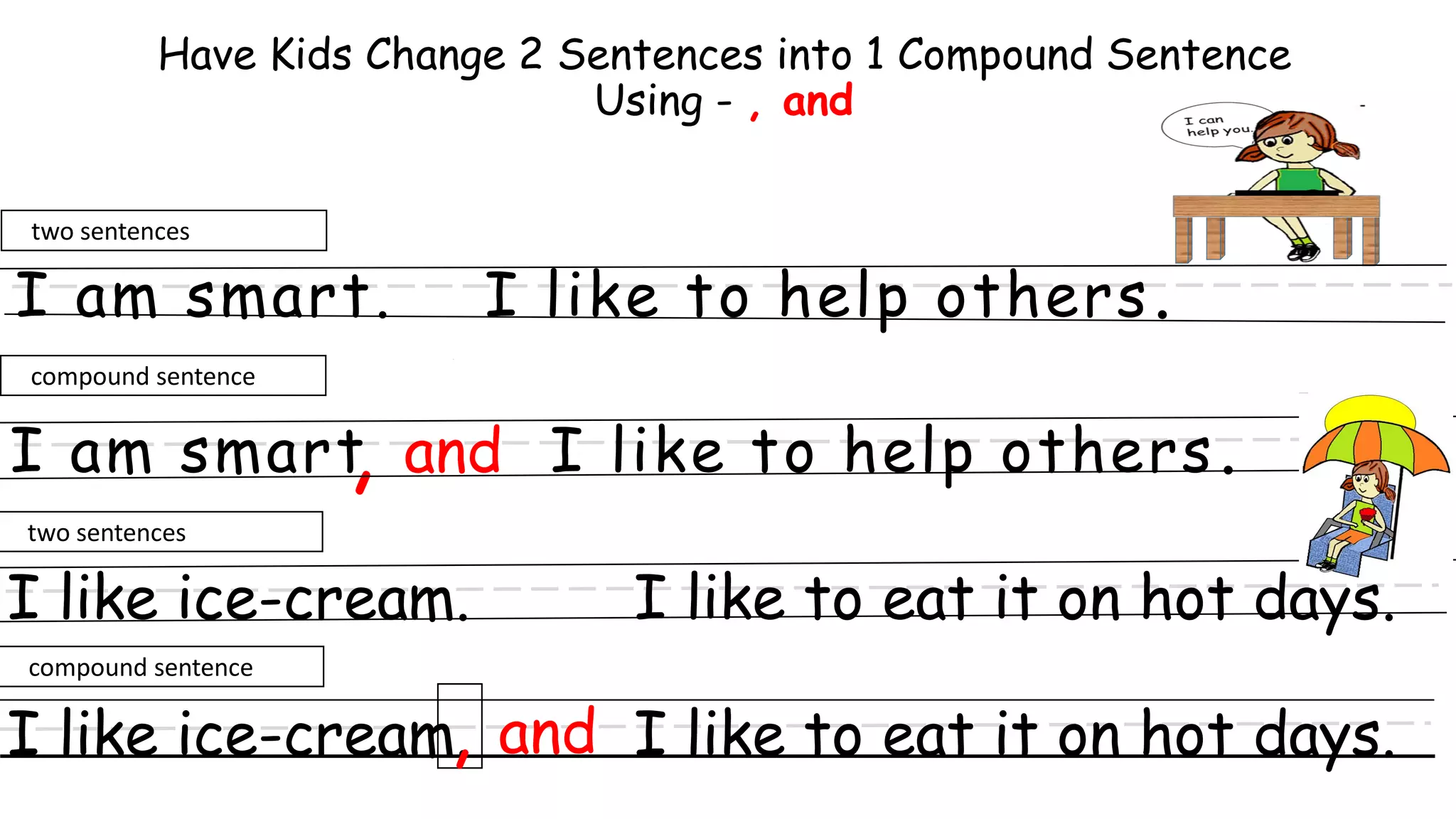 Teaching Kids to Make #Compound Sentences Using Joining Words (and, but ...