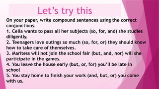 compound sentences powerpoint presentation | PPTX