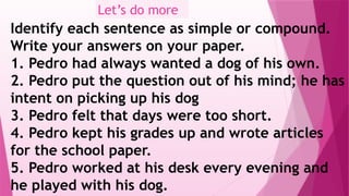compound sentences powerpoint presentation | PPTX