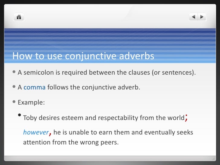 Compound Sentence Using Conjunctive Adverb